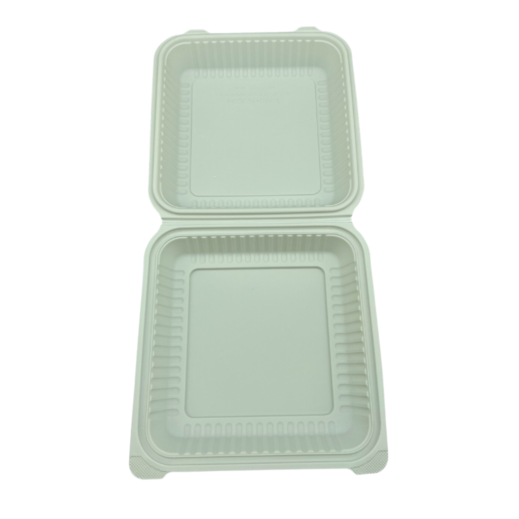 9" Cornstarch Clamshell To Go Box - Good-Bye Plastic