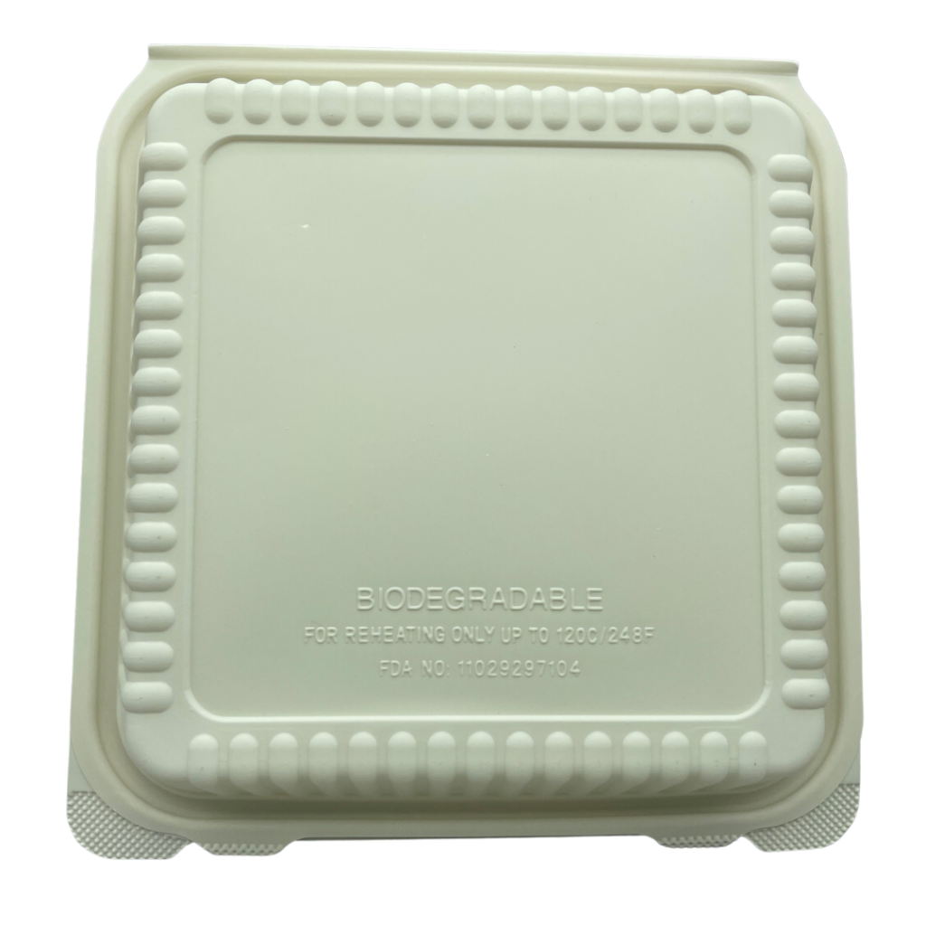 9" Cornstarch Clamshell To Go Box - Good-Bye Plastic